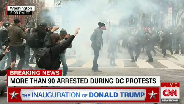 Protesters Throw Rocks, Cops Throw Smoke Bombs Following Donald Trump ...