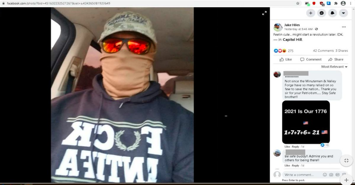 Jake Hiles Arrested and Charged in Capitol Riots