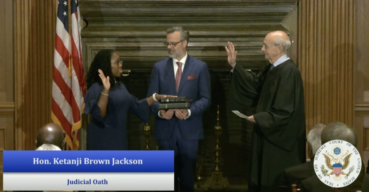 Justice Ketanji Brown Jackson Sworn in During Ceremony
